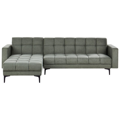 Modular Corner Sofa Bed 4 Seater ALNES Fabric Dark Green Right Hand