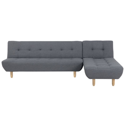 Modular Corner Sofa Bed 4 Seater ALSTEN Fabric Dark Grey Left Hand