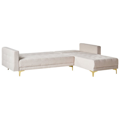 Modular Corner Sofa Bed ABERDEEN Fabric Beige 4 Seater Left Hand