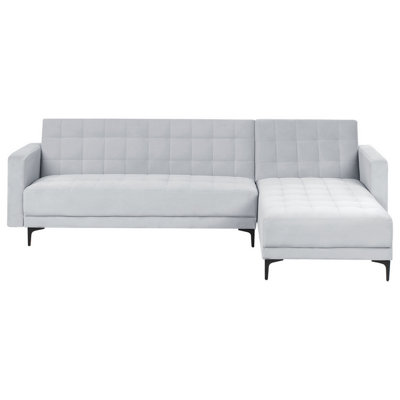 Modular Corner Sofa Bed ABERDEEN Velvet Light Grey 4 Seater Left Hand