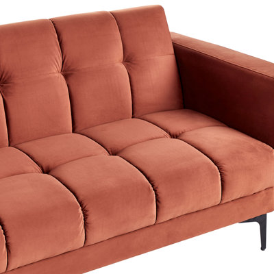 Modular Corner Sofa Bed ALNES Velvet Light Red 4 Seater