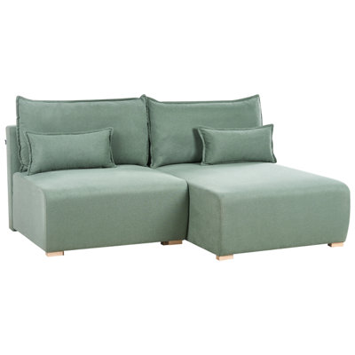 Modular Corner Sofa NERBO Fabric Light Green Left Hand