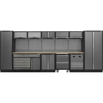Modular Garage Storage System - 4915 x 460 x 2000mm - Pressed Wood ...