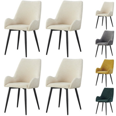 MOF MODERN UPHOLSTERED DINING CHAIRS WITH ARMRESTS SET OF 4 FABRIC ...