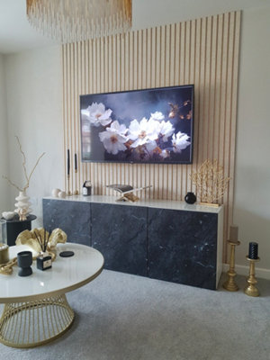 Moisture-proof SlatWall Panel - Volga Panels™ (Onyx Marble) - 240cm x 20cm