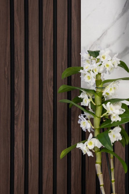 Moisture-proof SlatWall Panel - Volga Panels™ (Walnut) - 240cm x 20cm