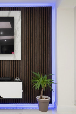 Moisture-proof SlatWall Panel - Volga Panels™ (Walnut) - 240cm x 20cm
