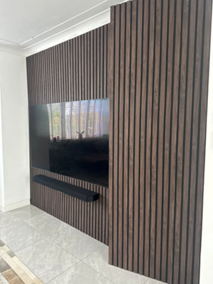 Moisture-proof SlatWall Panel - Volga Panels™ (Walnut) - 240cm x 20cm