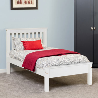 Monaco 3' Single Solid Pine Low Foot End Bed Frame in White