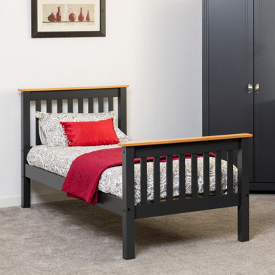 Monaco 3ft Single Bed High Foot End in Grey and Oak