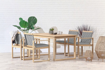 Monaco 4 Seat Dining Set Outdoor Acacia 5 Piece Garden Furniture Collection