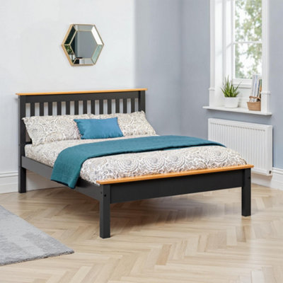 Monaco 5ft Kingsize Bed Frame Low Foot End in Gey and Oak Effect | DIY ...