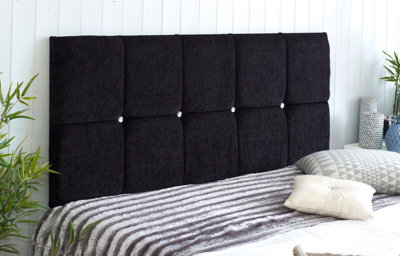 Monaco Chenille 4ft Small Double 20" Headboard - Black