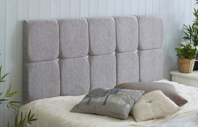 Monaco Chenille 4ft Small Double 20" Headboard - Light Grey