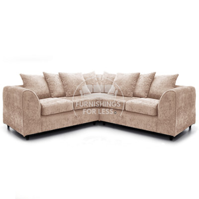 Monaco Chenille Fabric 5 Seater L Shaped Corner Sofa Beige