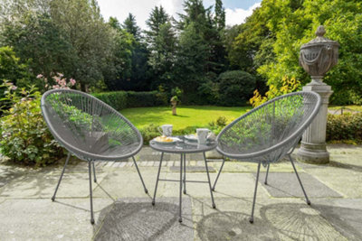 Monaco Grey 3pc Egg Chair Bistro Set