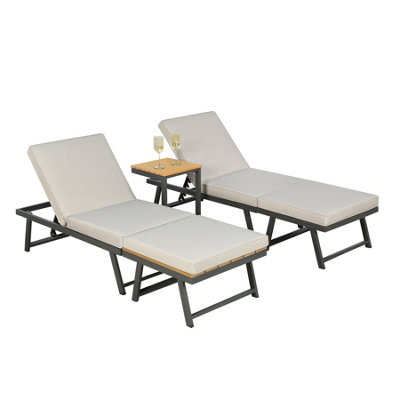 Monaco - Lounge Corner Sofa Set - Grey - Transforms into x2 Sunbeds