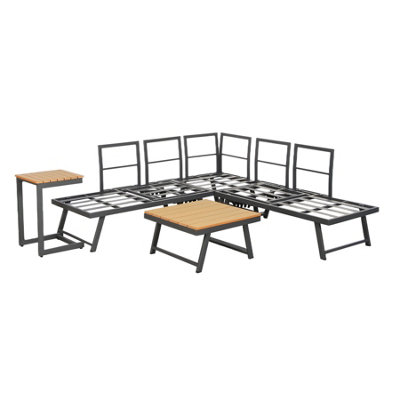 Monaco - Lounge Corner Sofa Set - Grey - Transforms into x2 Sunbeds