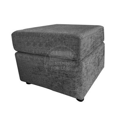 Monaco Soft Chenille Fabric Grey Footstool Sofa Accessory