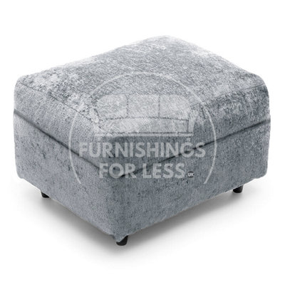 Monaco Soft Chenille Fabric Light Grey Footstool Sofa Accessory