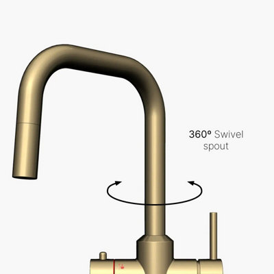 Monarch Brushed Gold & Nexus 4-1 Pull Down Square Instant Boiling Water Tap