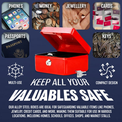 Money Bank Cash Deposit Box Steel Tin Safe Petty Key Coin Lockable ...