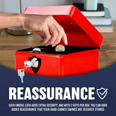 Money Bank Cash Deposit Box Steel Tin Security Safe Petty Key Coin Tray ...