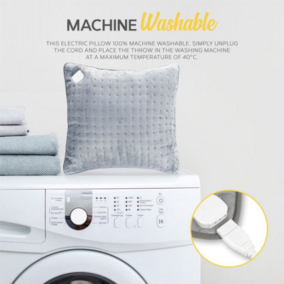 MONHOUSE Heated Pillow Grey Cushion - Heating Pad For Neck Back ...