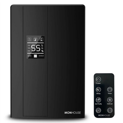 MONHOUSE Premium Dehumidifier - 2200ML Remote Control Sleep & Defrost Mode LED Display Quiet ...
