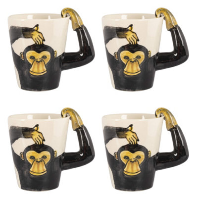 Monkey Mugs Set Coffee & Tea Cup Pack of 4 by Laeto House & Home ...