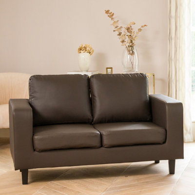Monmouth Faux Leather 2 Seat Sofa - Brown | DIY at B&Q