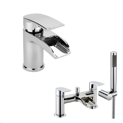 Mono Basin Mixer Tap & Bath Shower Mixer Tap Set - Chrome