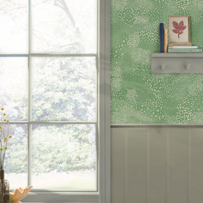 Buy Mono Farm Green and White Wallpaper at B&Q