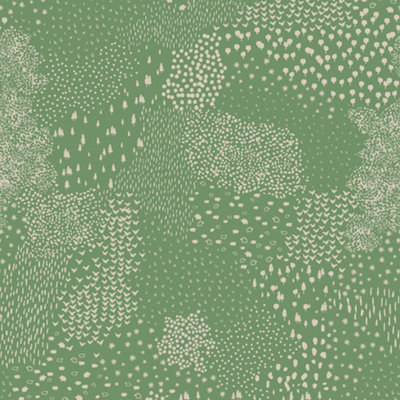 Mono Farm Green and White Wallpaper