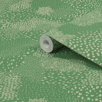 Buy Mono Farm Green and White Wallpaper at B&Q