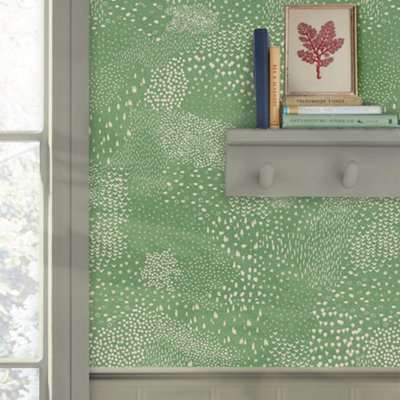 Mono Farm Green and White Wallpaper