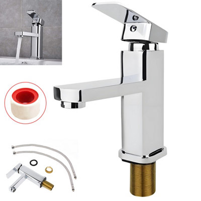 Mono Lever Basin Mixer Tap, Modern Chrome Bathroom Sink Faucet with ...