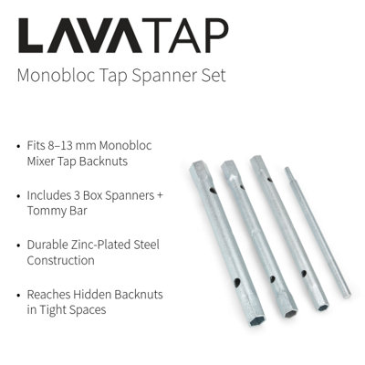 Monobloc Tap Spanner Set with Tommy Bar 8 to 13 mm