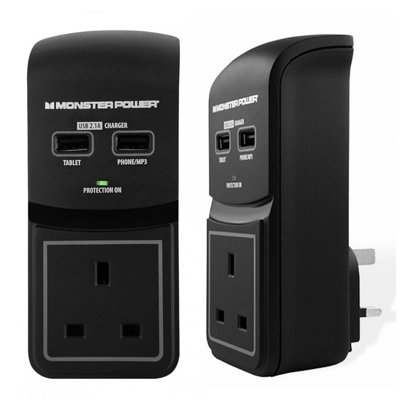 Monster Power Core 100 Surge Protected Socket with 2 USB Charging Ports ...