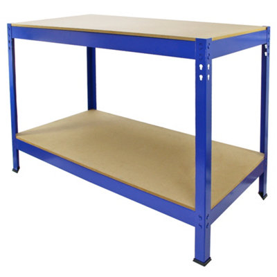 Monster Racking Heavy Duty Garage Storage Shelves (x3) & Workbench Blue ...
