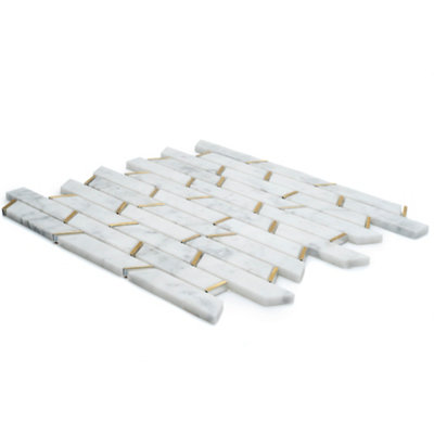 MONTE CARLO WHITE MOSAIC TILE SHEET - House of Mosaics Sample
