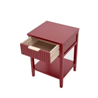 Monti 1 Drawer Red Bedside Table