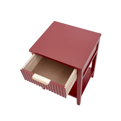 Monti 1 Drawer Red Bedside Table