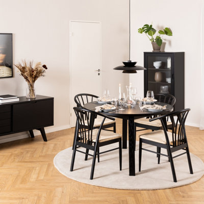 Montreux Round Extending Dining Table in Black 115-154 cm Included 4 ...