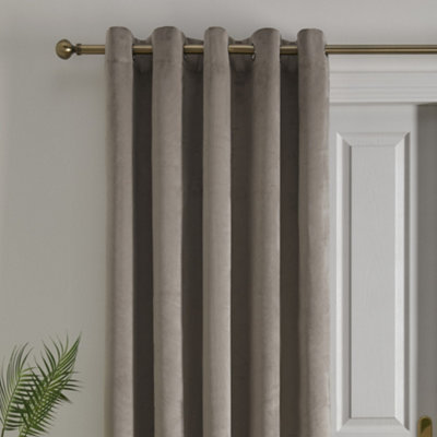 Montrose Velvet Blackout-Coated Pair of Natural Eyelet Curtains