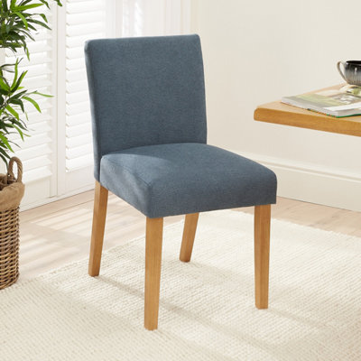Monty Blue Soft Woven Fabric Dining Chair Natural Oak Hardwood Legs ...