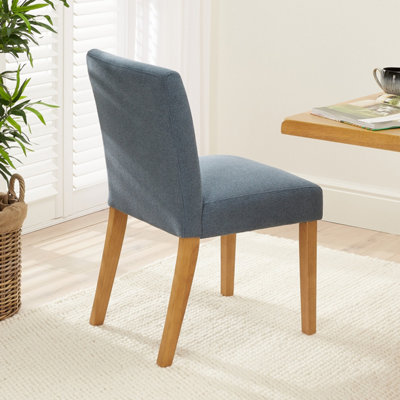 Monty Blue Soft Woven Fabric Dining Chair Natural Oak Hardwood Legs ...