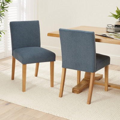 Monty Blue Soft Woven Fabric Dining Chair Natural Oak Hardwood Legs ...