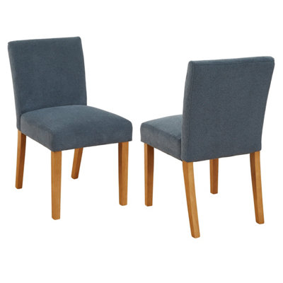 Monty Blue Soft Woven Fabric Dining Chair Natural Oak Hardwood Legs ...