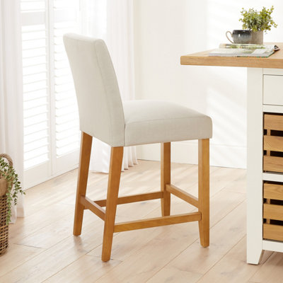 Monty Natural Linen Fabric Bar Stool Modern Minimalist Design Natural ...